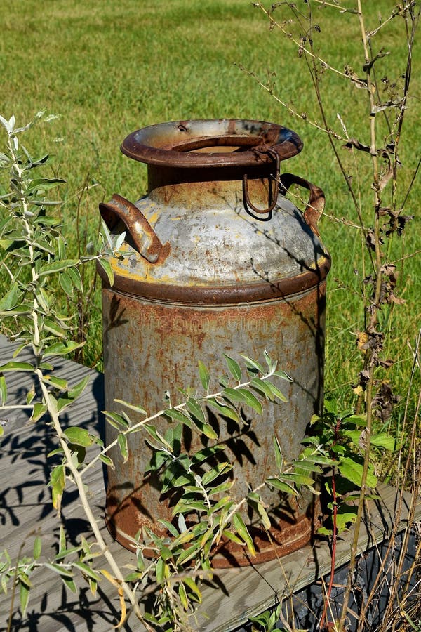 Old rusty cream can stock image. Image of country, cream - 103438939