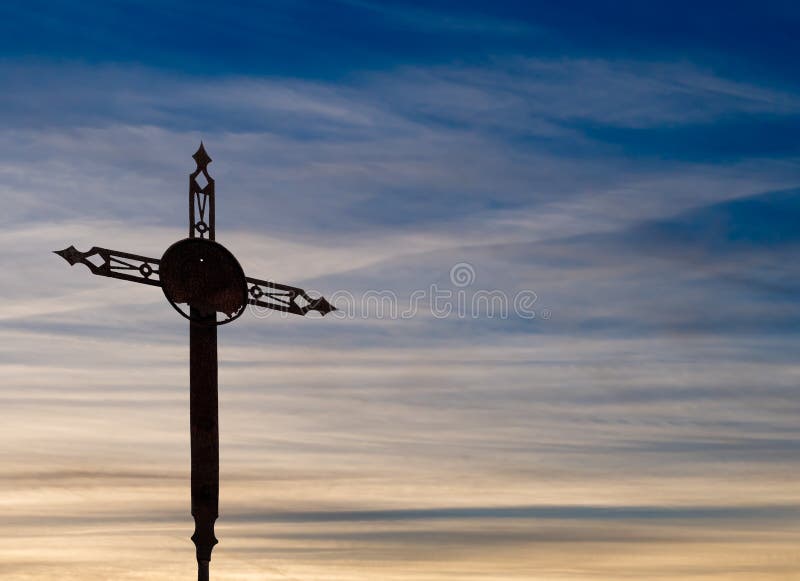Old Rusty Cross, Over Beautiful Evening Sky. Stock Photo - Image of ...
