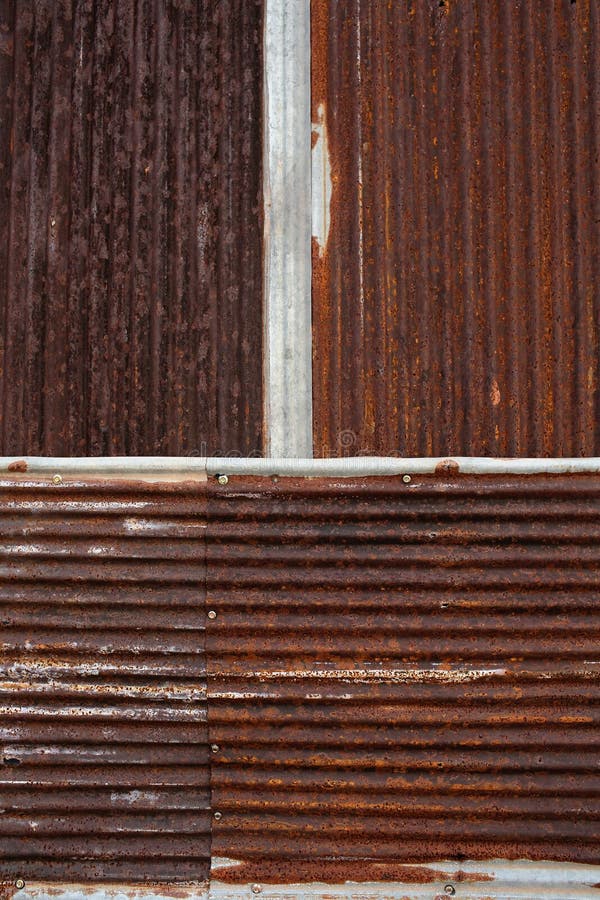 Damaged Galvanized Iron Sheet Wall on Old Warehouse. Detail View of Old ...