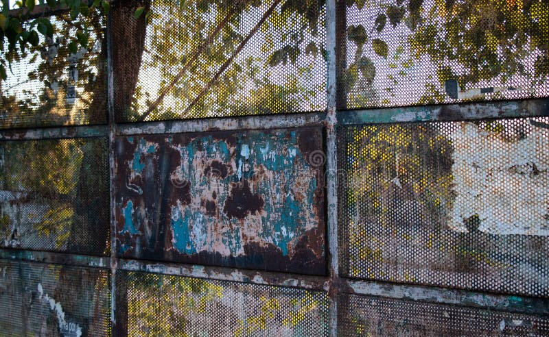 Old, Rusty and Damaged Metal Gate Entrance Stock Image - Image of ...