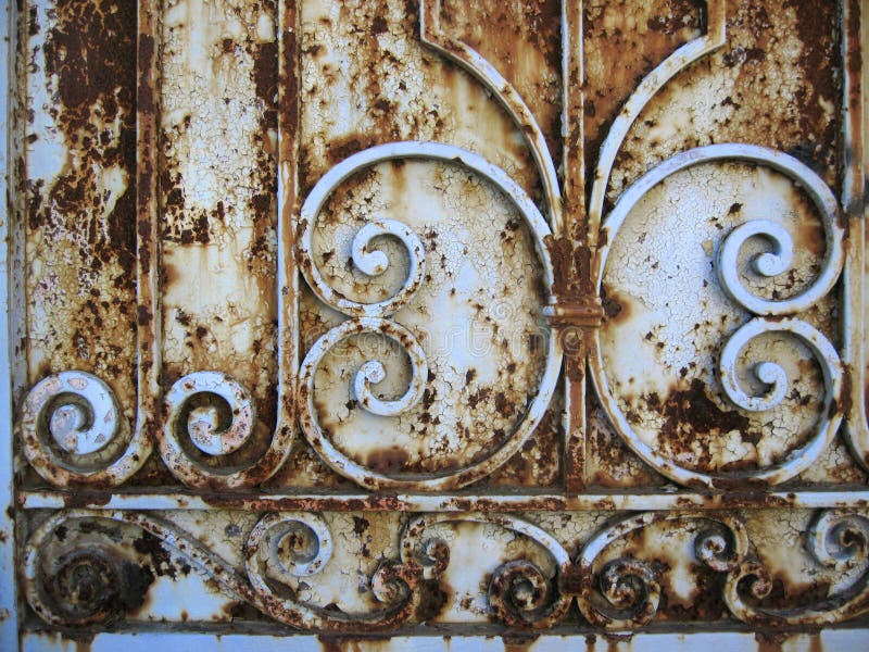 Old Rusty Decorated Metal Fence Close Up Outdoors Stock Photo - Image ...