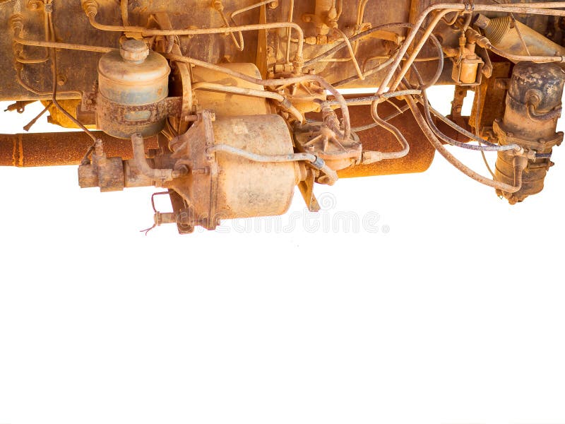 Old Dirty Diesel Engine on Truck. Engine Room of Old Car. Stock Image ...