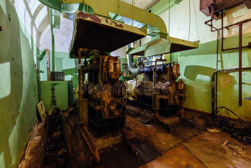 Old Rusty Diesel Power Generator in Abandoned Soviet Bunker Stock Image ...