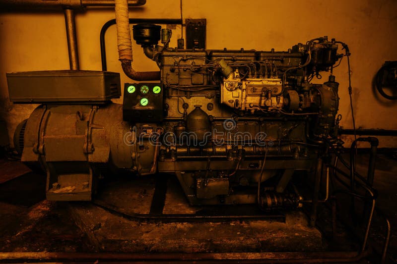 Old Rusty Diesel Power Generator in Abandoned Soviet Bunker Stock Image ...