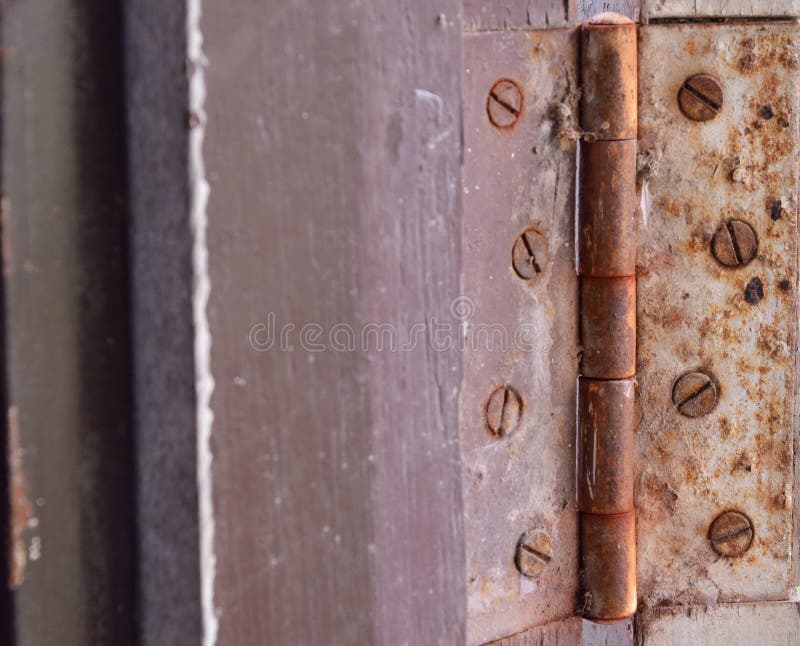 Old and Rusty Door Hinge on Wooden Frame Stock Image - Image of ...