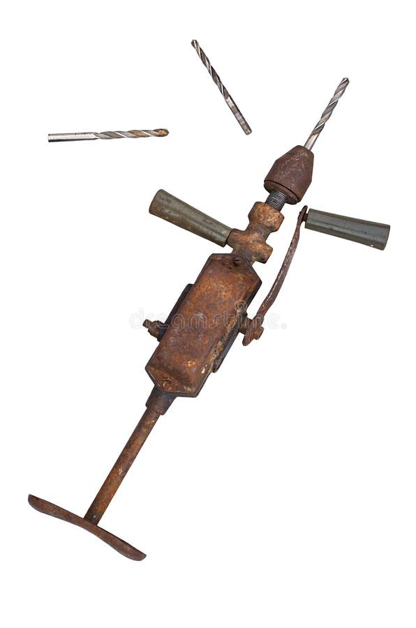 Old rusty drill stock image. Image of wood, retro, close - 77293443