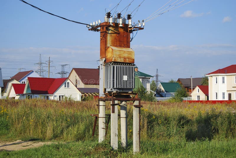Old Rusty Electrical Distribution Transformer Stock Image - Image of ...