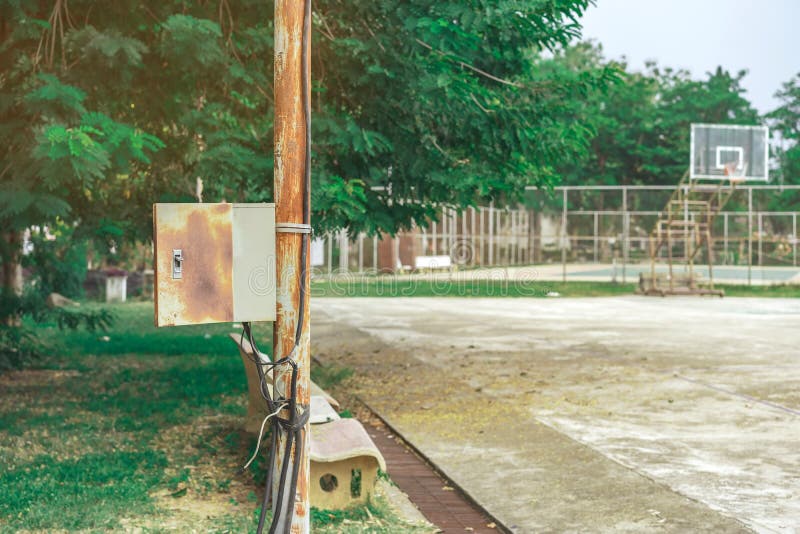 Old Rusty Electrical Power Control Box on Rusted Electric Pole Stock ...