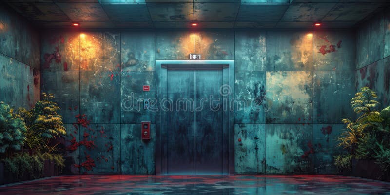 Creepy Elevator in Abandoned Building. Created by Generative Artificial ...