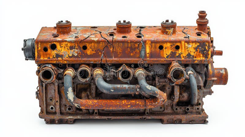 Old Rusty Engine Isolated on a White Background Showcasing Vintage ...