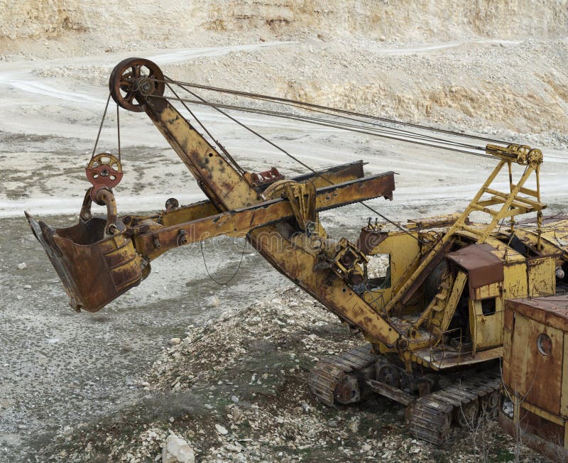 Old Rusty Equipment in Limestone Quarry in Europe Stock Photo - Image ...