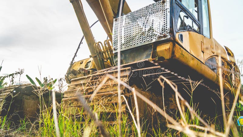 Old rusty excavator wreck stock image. Image of junk - 231593263