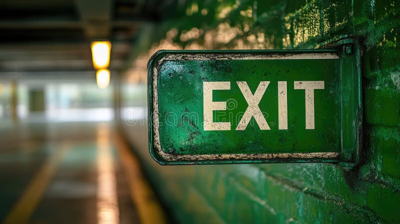 Old Exit Sign Showing the Way Out of Building Stock Illustration ...