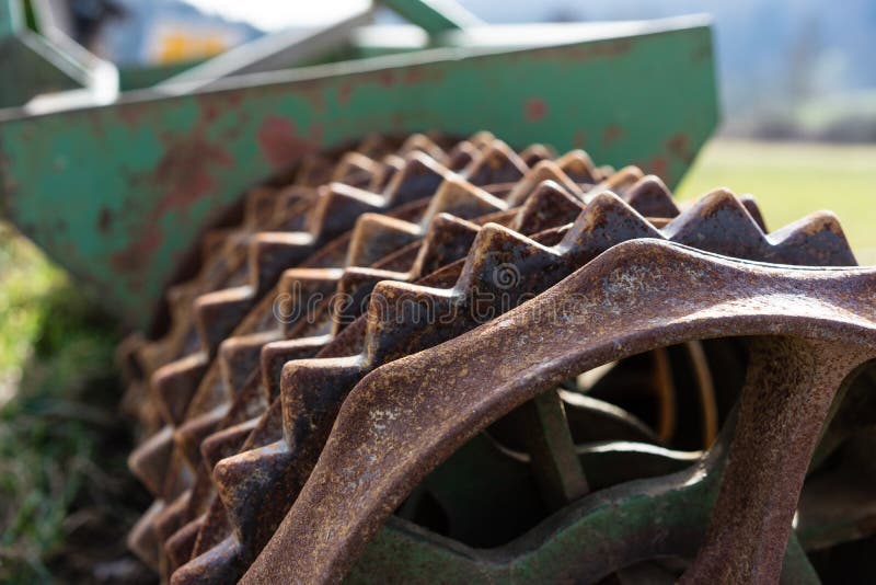 Old Rusty Farming Roller Agricultural Farm Machine Stock Photo - Image ...