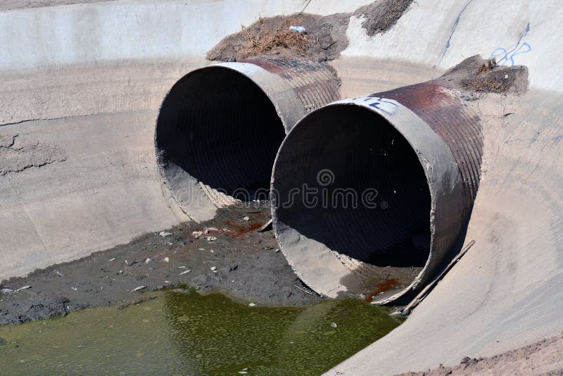 Rusty Fat Wastewater Pipes in an Old Factory Area Stock Image - Image ...