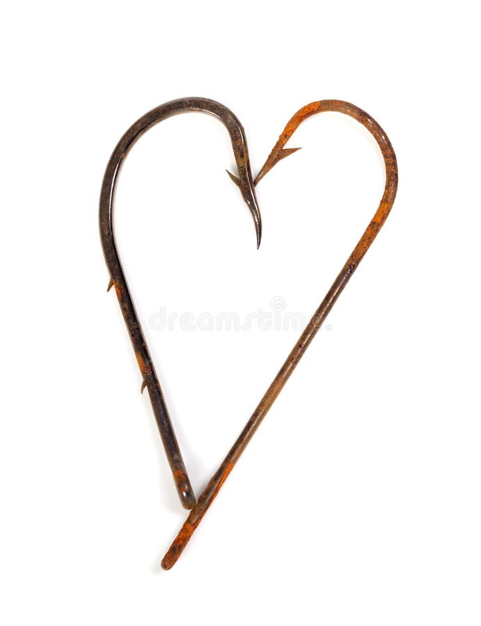 Old Rusty Fish Hooks in Form of Heart Stock Photo - Image of isolated ...