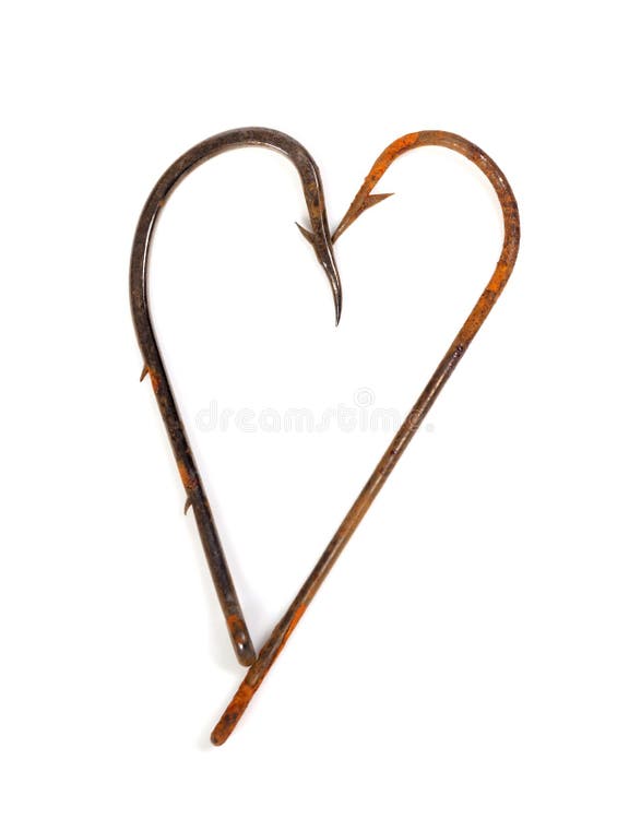 Old Rusty Fish Hooks in Form of Heart Stock Photo - Image of isolated ...