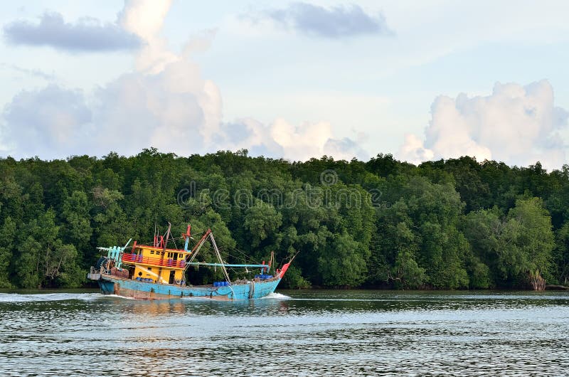 An Old, Rusty Fishing Trawler Stock Image - Image of mist, mast: 37197245