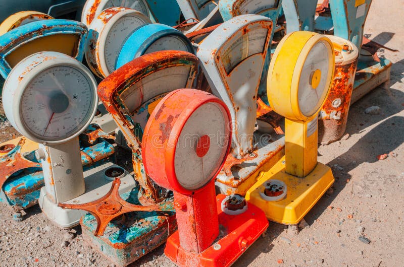 Old Rusty Food Scales. Multicolored Textures of Rusty Metal Stock Photo ...