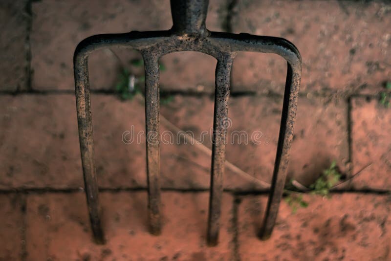 Photo of an Old Rusting Garden Fork Stock Image - Image of black ...