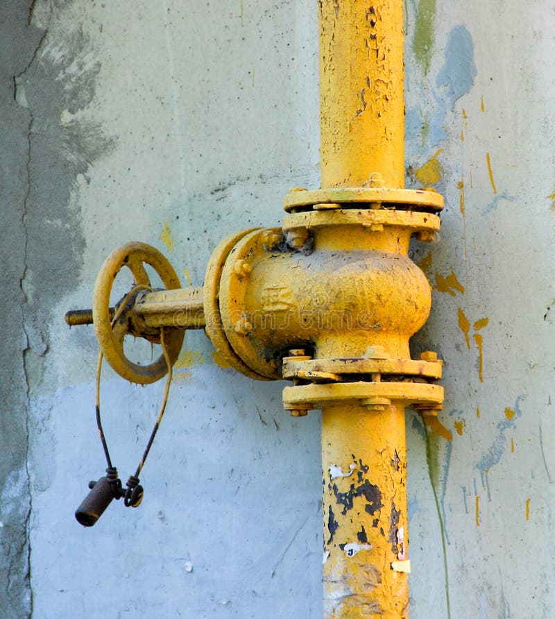 An Old Rusty Gas Control Valve on the Wall Stock Image - Image of valve ...