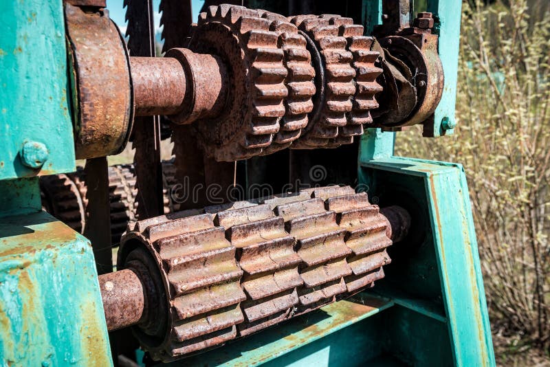 Old rusty gear mechanism stock photo. Image of machine - 217889682