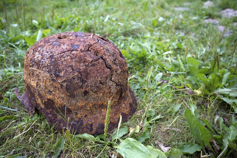Old Rusty German Helmet of the Second World War with Holes and Cracks ...