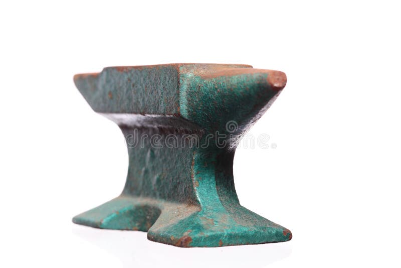 Old Rusty Green Anvil Isolated Stock Image - Image of iron, background ...
