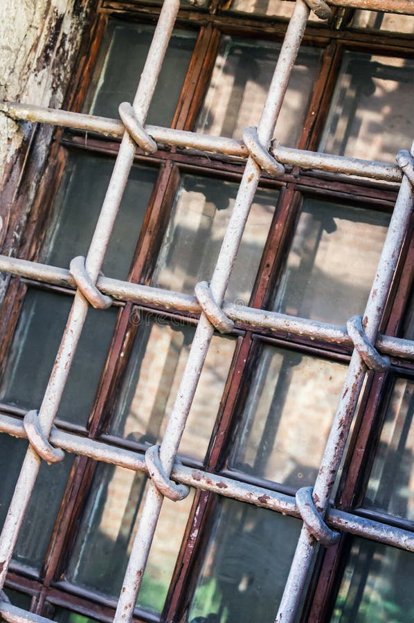 Rusty Grille on the Window in a Brick House Stock Image - Image of ...