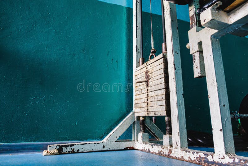 Old Rusty Gym Equipment in Strom Room. Horizontal Stock Photo - Image ...