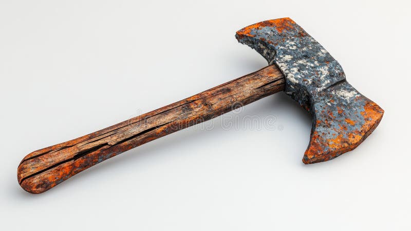 Old Rusty Hammer Resting on Wooden Surface Depicting Wear and Age of ...