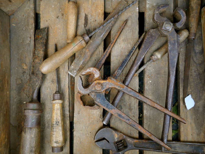 Old rusty hand tools stock image. Image of hammer, theme - 124630249