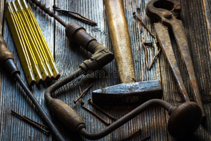 Old and rusty hand tools stock image. Image of industry - 66476537