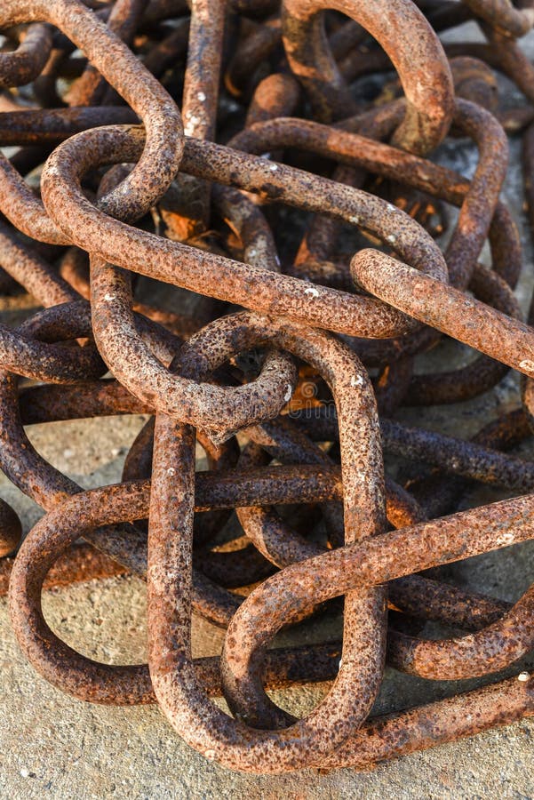 Old and Rusty Harbor Chains. Stock Photo - Image of heavy, attach ...
