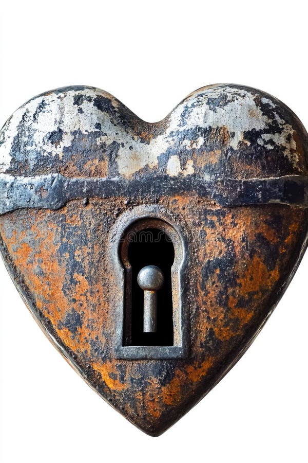 Old Rusty Heart Lock with Key Stock Image - Image of safe, keyhole ...