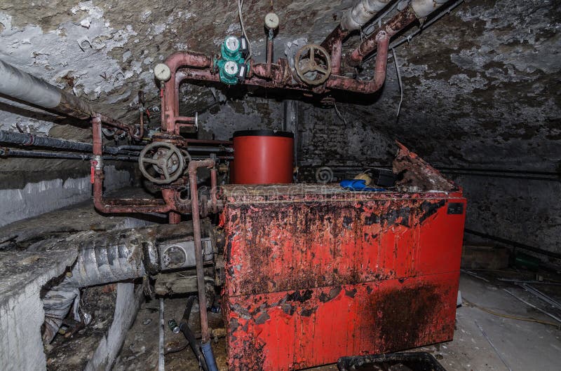 Old rusty heating system stock image. Image of place - 75769085
