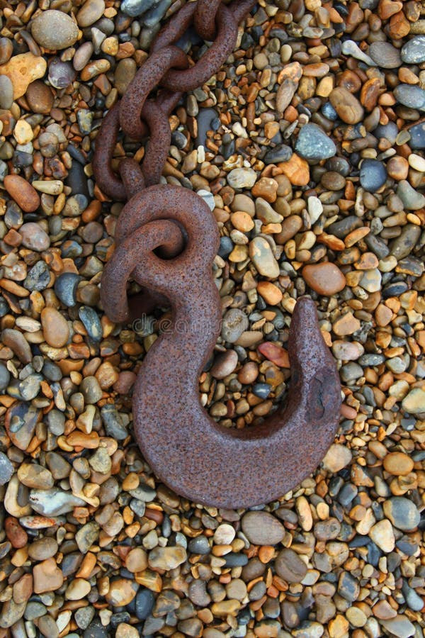 Old Rusty Heavy Chain and Hook Stock Photo - Image of industrial, line ...