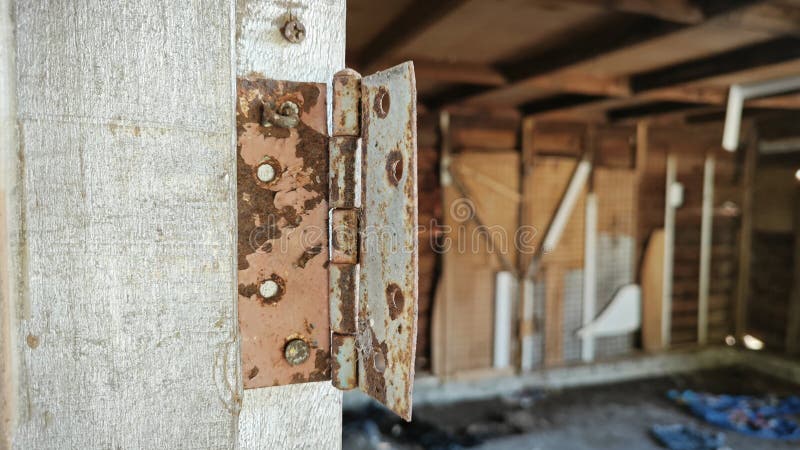 Old Rusty Hinge without the Door Frame at the Abandoned Wood House ...