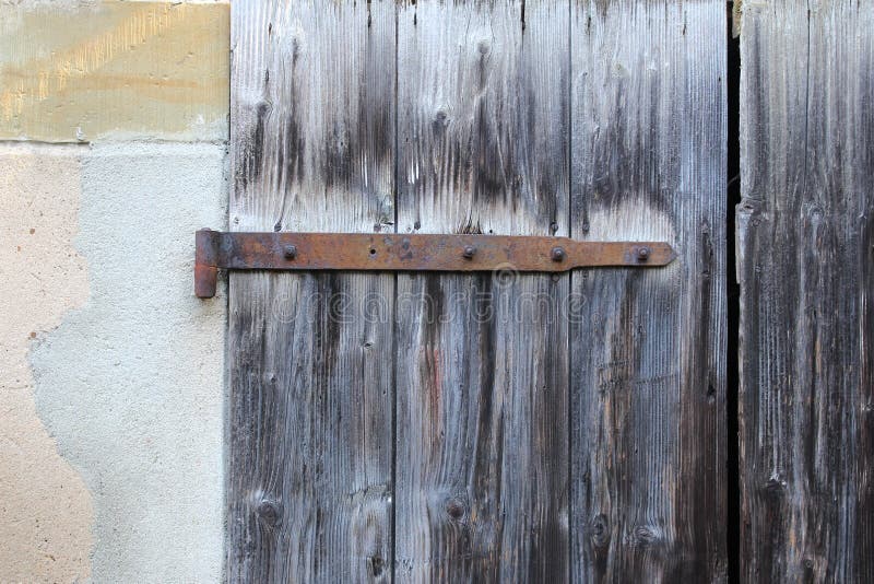 Old Rusty Hinge on Old Wooden Door Stock Image - Image of doorway ...