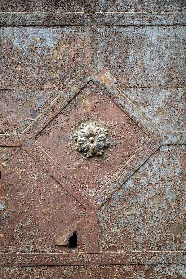 An Old Rusty, Old Door with Ornate Detailing and Peeling Paint Stock ...