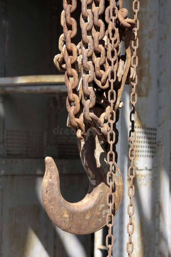 Old Rusty Hook and Chain in Abandoned Coal Mine. Stock Image - Image of ...