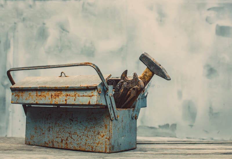 The Old Rusty Iron Box Folded, Used Tools. Stock Image - Image of junk ...
