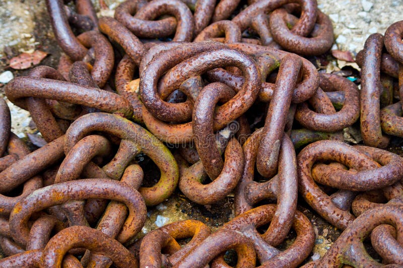 Rusty old iron chains stock image. Image of corrosion - 42934413