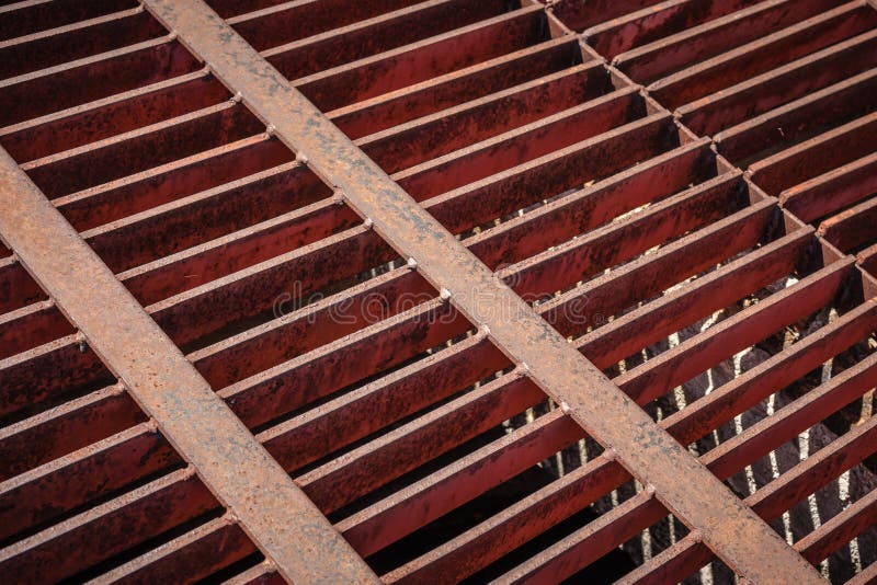 Old rusty iron drain grid. stock image. Image of repeating - 32419733