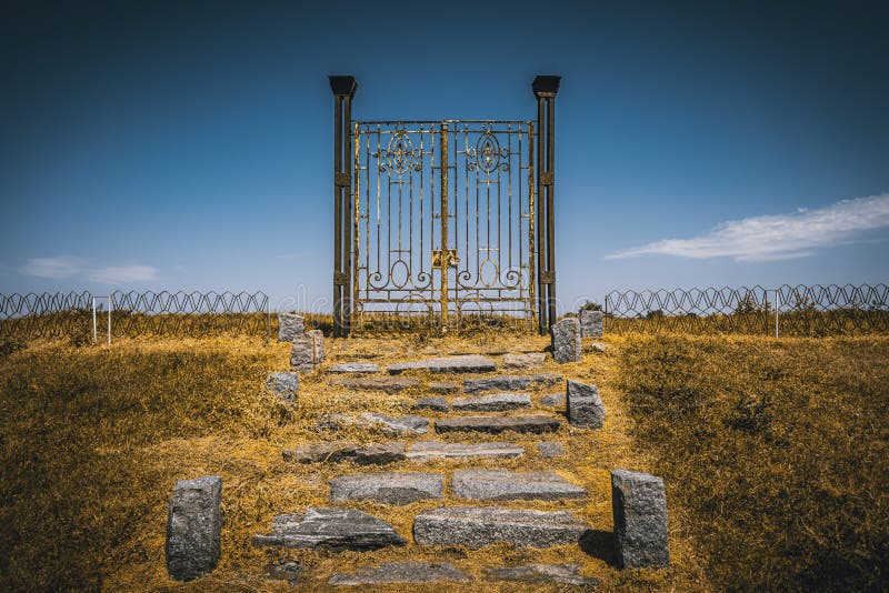 Old Rusty Iron Gate in the Middle of a Field Leading To Nowhere ...