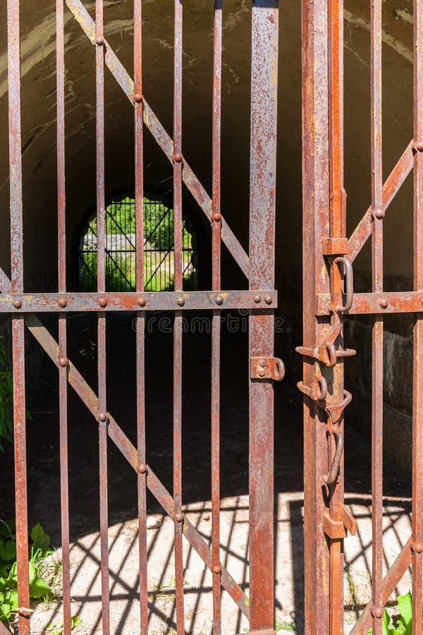Old Rusty Iron Gate To a Tunnel in a Fortress Stock Image - Image of ...