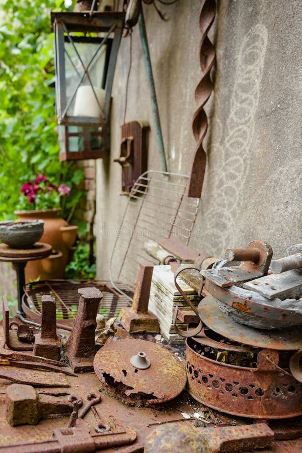 Old Rusty Iron Materials Used for Decoration Stock Image - Image of ...