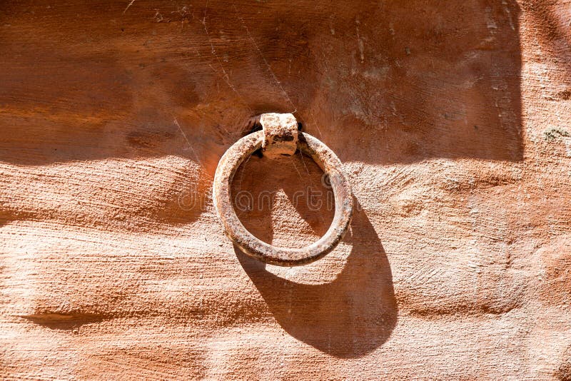 Old Rusty Iron Ring Close Up Image with a Solid Iron Ring To Secure on ...
