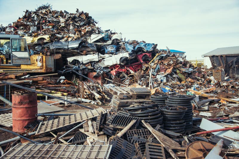 Iron Scrap Metal Compacted To Recycle Stock Image - Image of factory ...