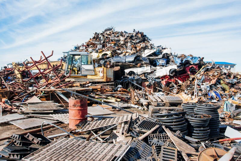 Iron Scrap Metal Compacted To Recycle Stock Photo - Image of metallic ...